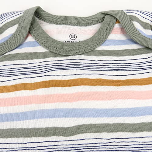 HonestBaby Unisex Baby Organic Cotton Long Sleeve Bodysuits Multi Pack And Toddler T-Shirt Set, 5-pack Painterly Floral Blue, 24 Months US