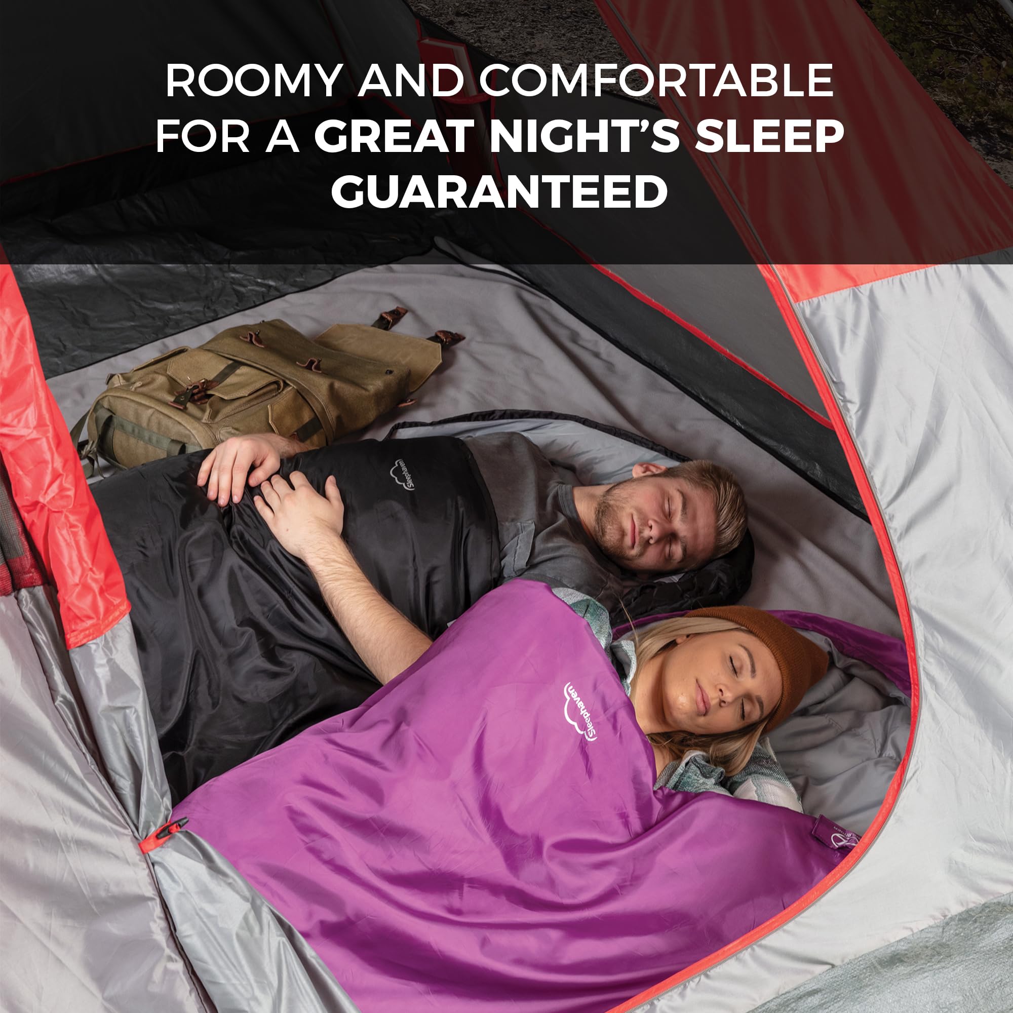 HIGHLANDER Sleephaven Sleeping Bag for Adults & Kids, Extra Large Sleeping Bag for Camping, Hiking, Outdoors, Backpacking