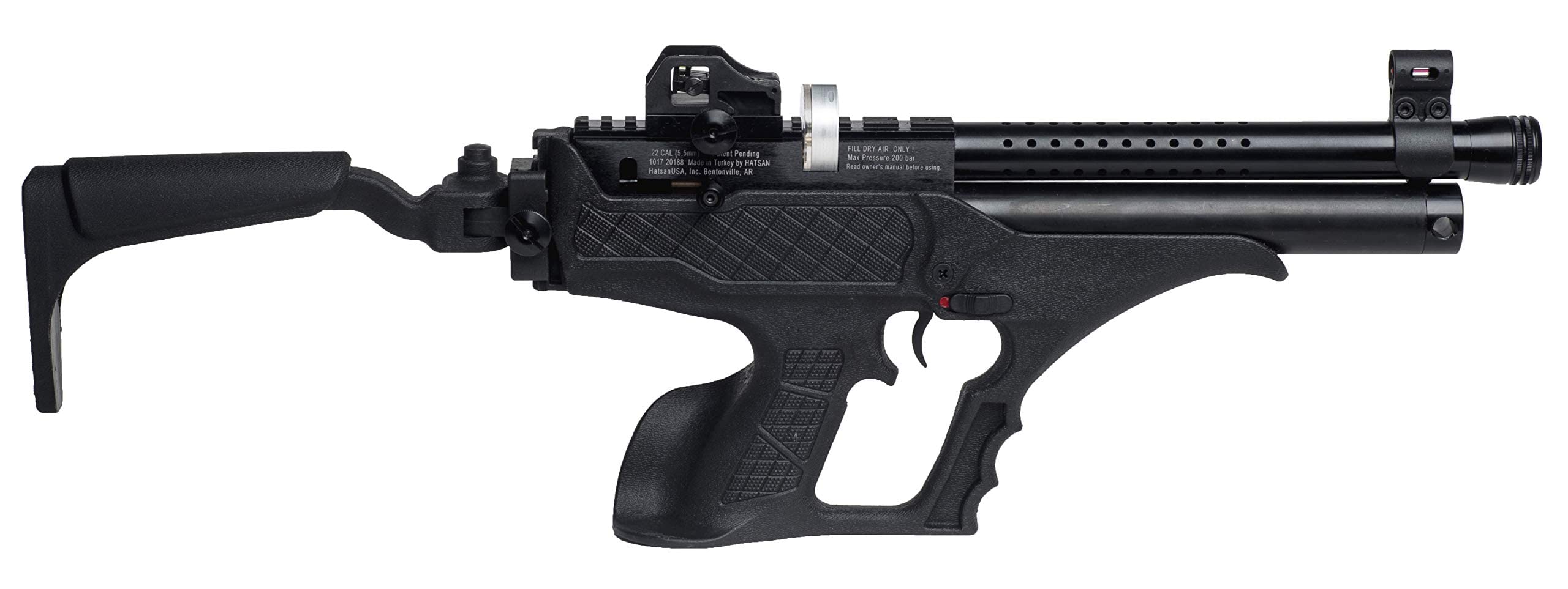 Hatsan Sortie Tact Semi-Auto PCP Synthetic .25 Cal Air Pistol with Wearable4U 100x Paper Targets and 150x .25cal Pellets Bundle