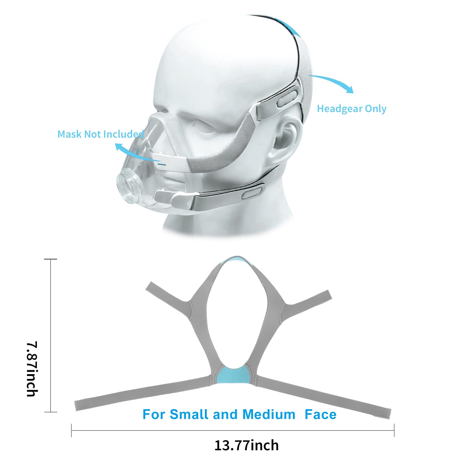 Headgear for AirFit N20/ AirTouch N20, Soft Comfortable Unisex CPAP Replacement Headgear Strap, Adjustable Home Ventilator Mask Headband with Stronger Vel-cro Compatible with ResMed AirFit N20