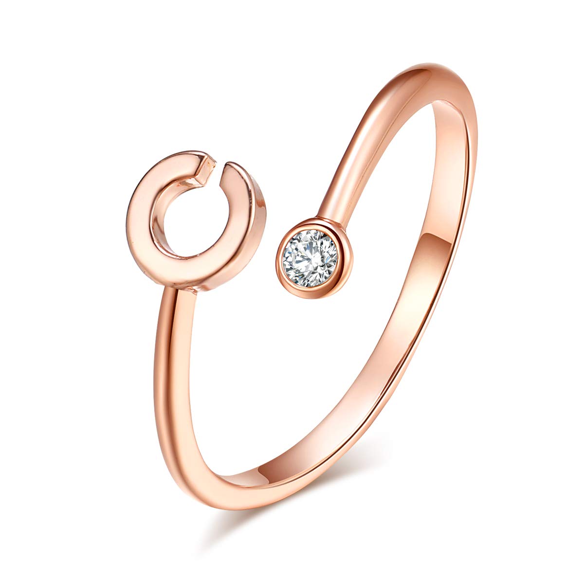 HUASAI Ross Gold Initial Ring for Women Adjustable 26 Stackable Alphabet Rings with Initial Name Knuckle Ring for Bridesmaid Gift(M)