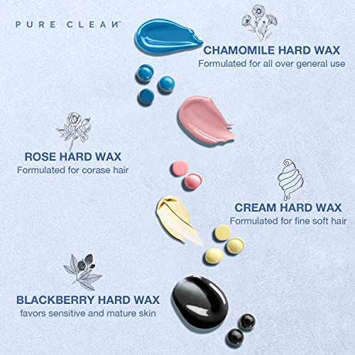 Wax Warmer, PURECLEAN Hair Removal Home Waxing Kit, Hard Wax Kit with 4 Formula Wax Beads for Body Women Men at Home Waxing