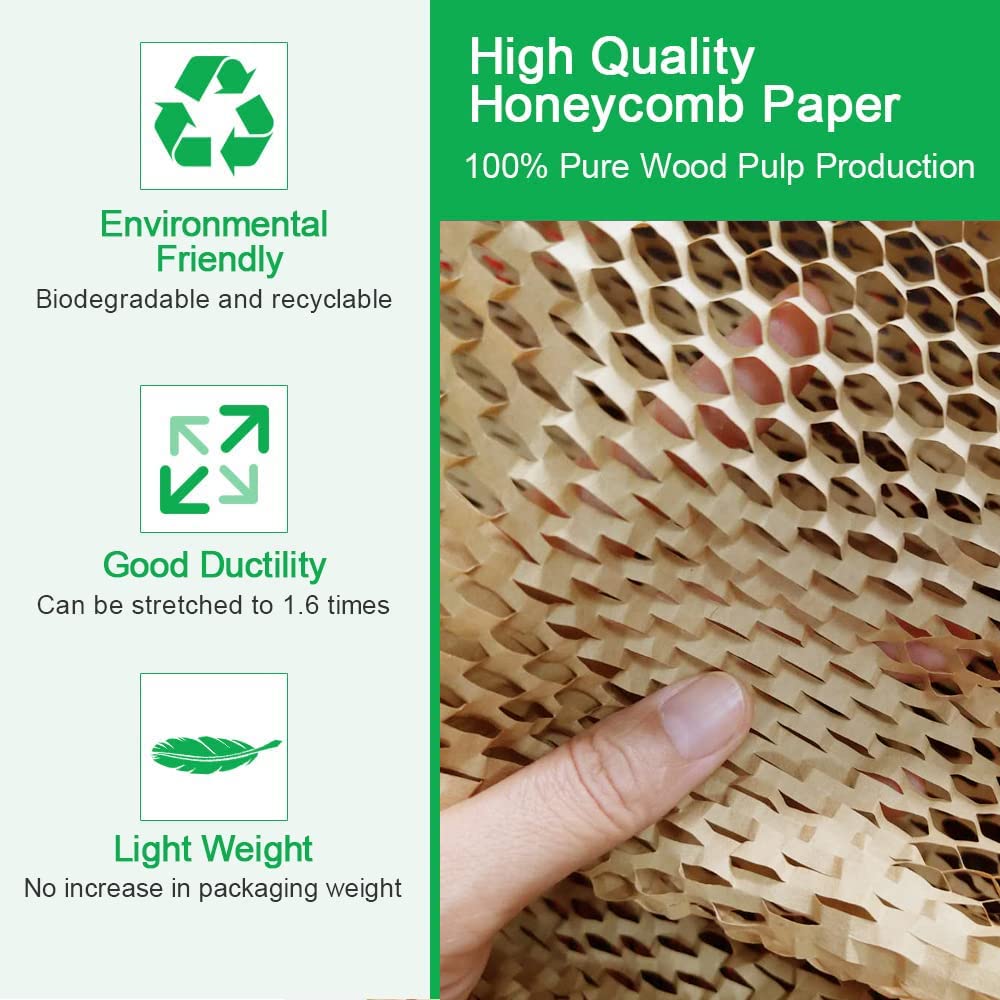 Honeycomb Packing Paper for Moving 15βx400β Honeycomb Cushioning Wrap Paper .Recyclable Biodegradable Honeycomb Packing Supplies,Bubble Paper Wrapping Protective Roll 20pcs Fragile Sticker Labels