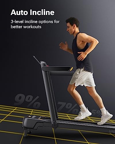 UREVO Walking Pad Treadmill with Auto Incline, 9 Level Incline Under Desk Walking Treadmill Machine with APP Control, Mini Treadmill for Home Office