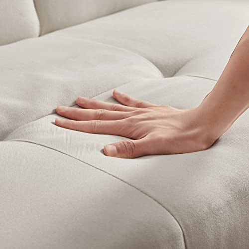 Verfur Convertible Futon Bed with Cupholders,Modern Upholstered Loveseat Sleeper, Folding Lounge Recliner Comfy Sofa & Couches Sofabed, White