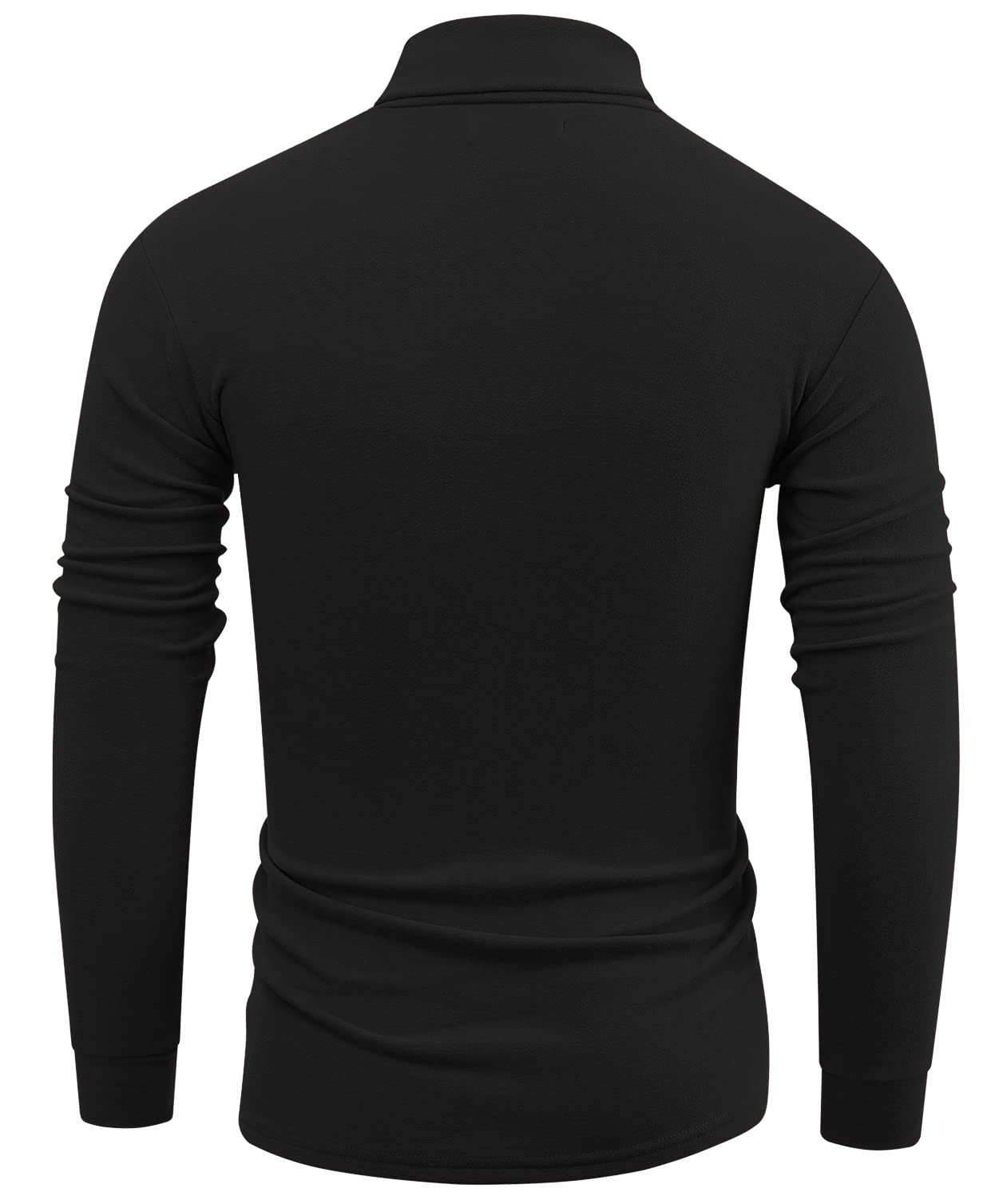 jonivey Mens Fleece Turtleneck Long Sleeve Casual Shirts Soft Knitted Warm Under Layers Thermal Pullover Tops (Black,L)