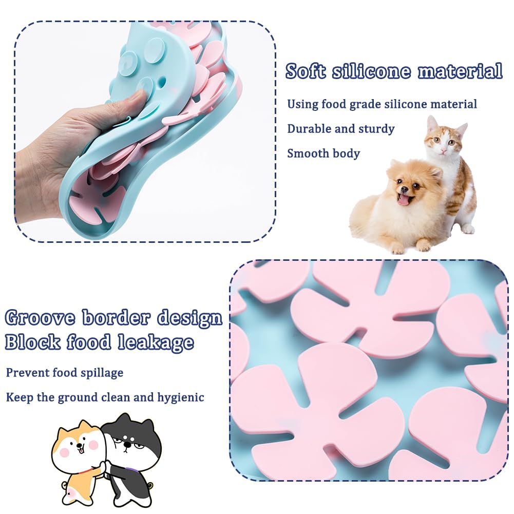 Slow Feeder Dog Bowls Silicone Slow Feeder Lick Down Eating Pet Calming Mat Anxiety Relief Training Wet Food Lick Pad with Suction Cup Interactive Feed Game Toy All Breed Dogs