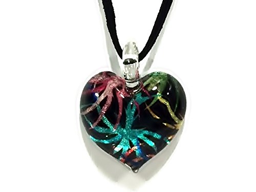 Handmade Heart Glass Pendant Glass Blown Necklace Jewelry - No.1