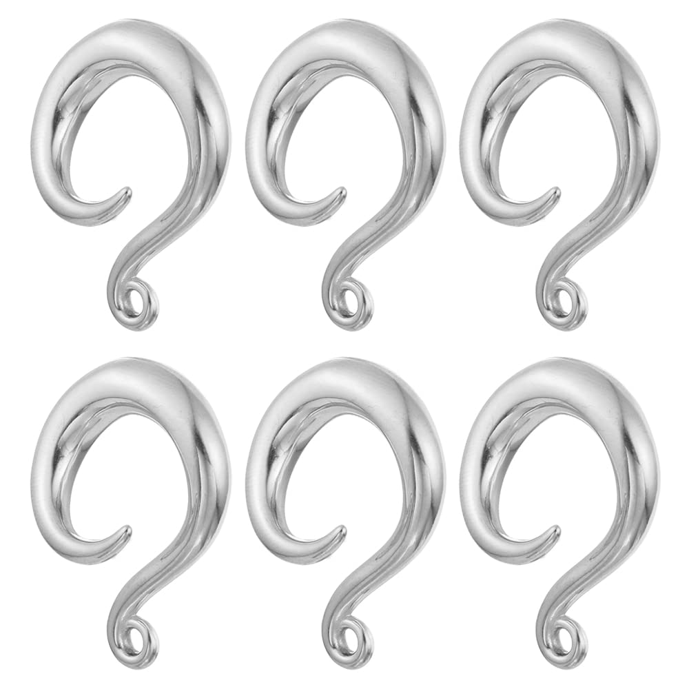 LADEMAYH 3 Pairs DIY Ear Taper Hooks Dangle Gauges for Women Mens, Stainless Steel Ear Pierced Expander Gauge Silver 04mm=6g