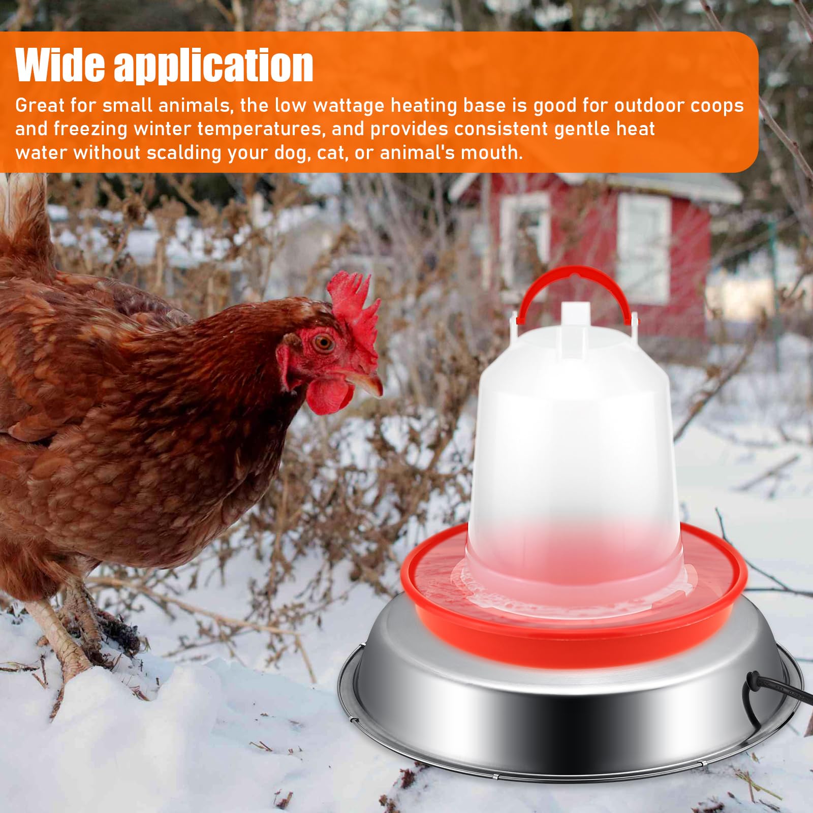 Gsbomzap 12 Inch Chicken Water Heater Base, 5 Gallons Poultry Drinker Heater Base with Thermostat and Power Cord, Automatic Electric Poultry Winter Deicer Heated Base for Plastic/Metal Chicken Waterer