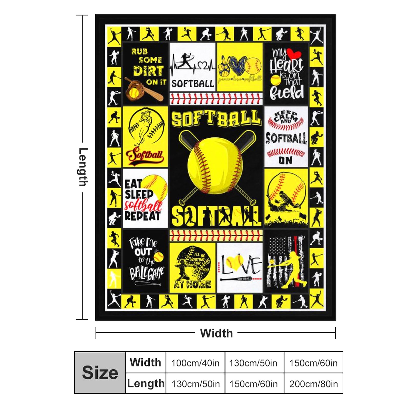 Softball Blanket Soft Flannel Blankets and Throws Outdoor Ball for Bedding Boys Girls Adults Gifts 50"X40"