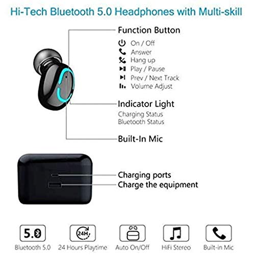 TBIIEXFL Headphones Touch Control with Charging Case Waterproof Stereo Earphones in-Ear Built-in Mic Headset Premium Deep Bass for Sport