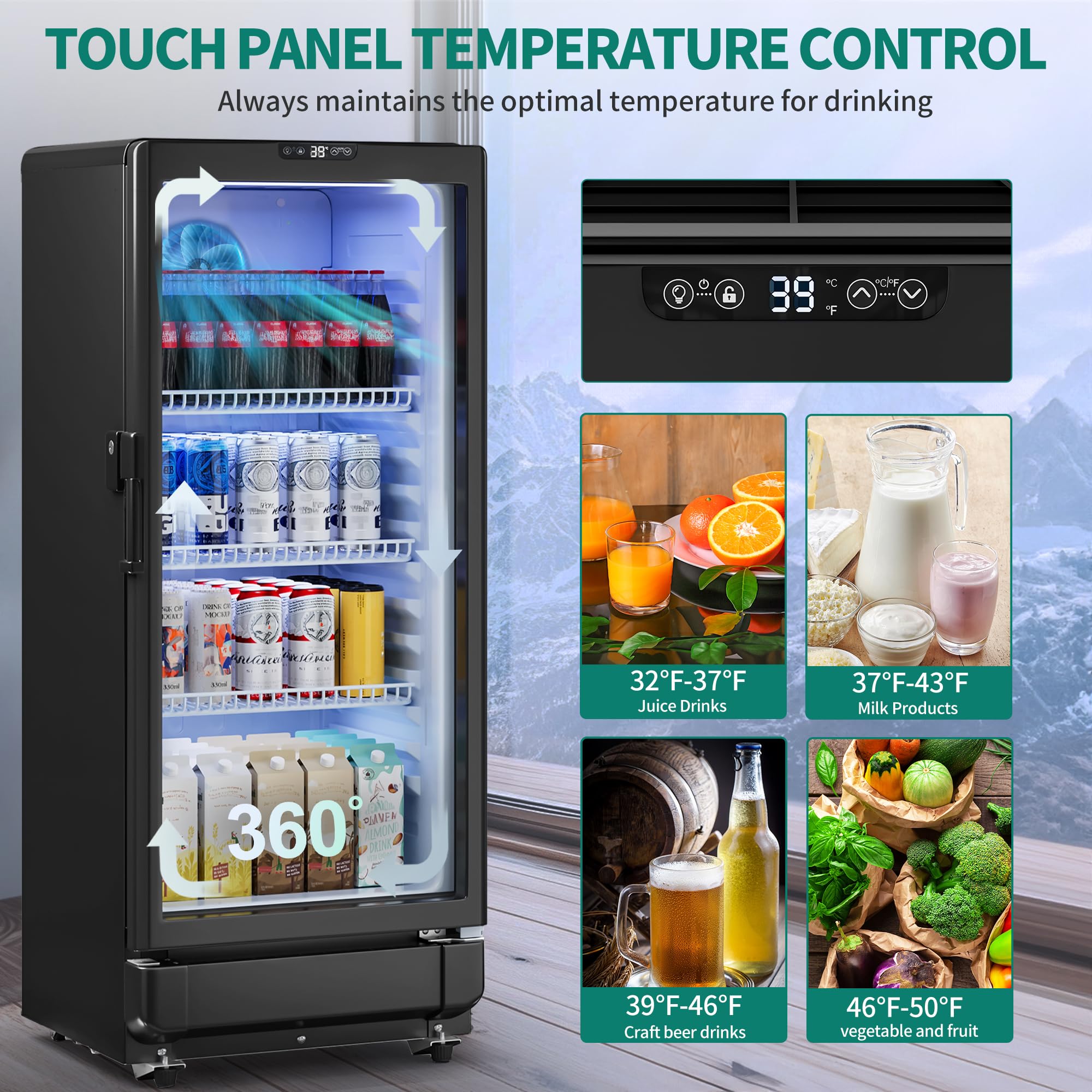 YITAHOME 6 CU.FT. Commercial Beverage Display Refrigerator with Single One Glass Door, Drink Beer Fridge Cooler for Office Garage Bar Gym with Locking, Led & 2 Keys