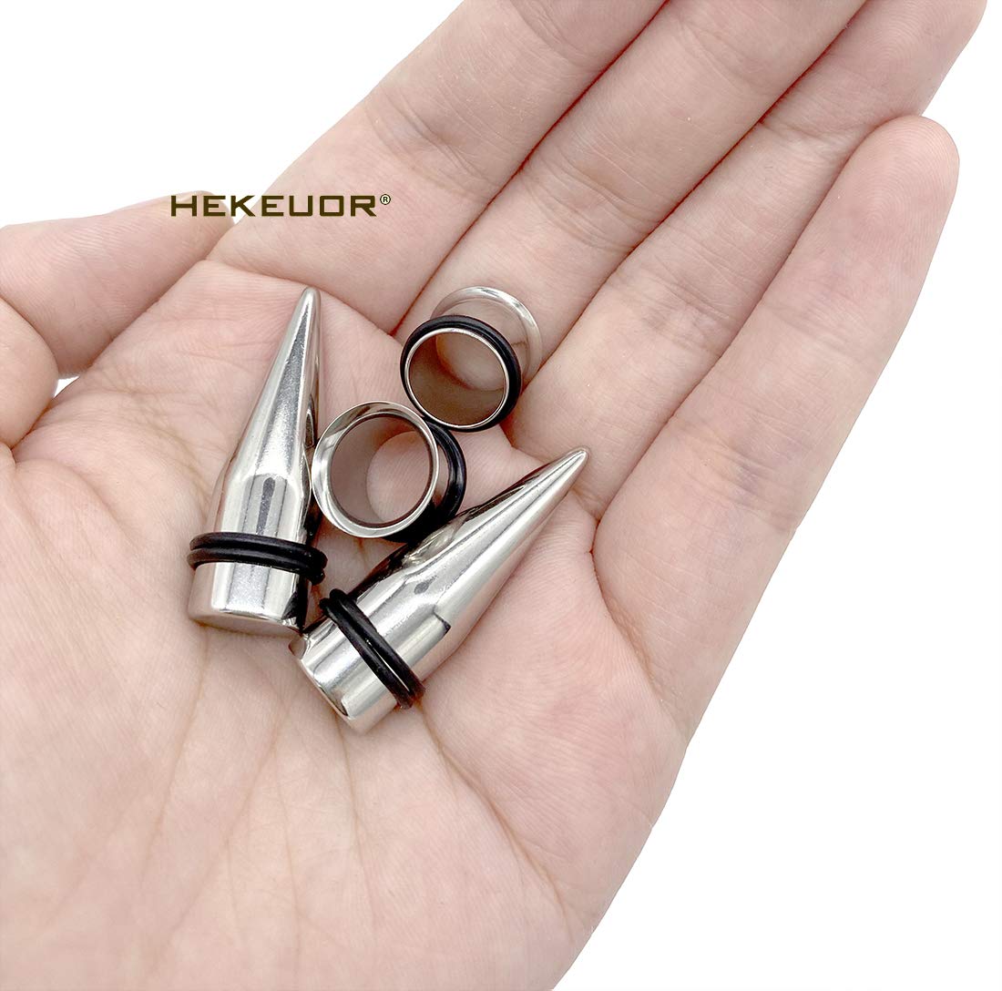 HEKEUOR 4 Piece 316l Steel Tapers and Tunnels Ear Stretching Kit Gauges Gauging Plugs Choose 1g 7/16 1/2 9/16 00g-14g (7/16"(11mm))
