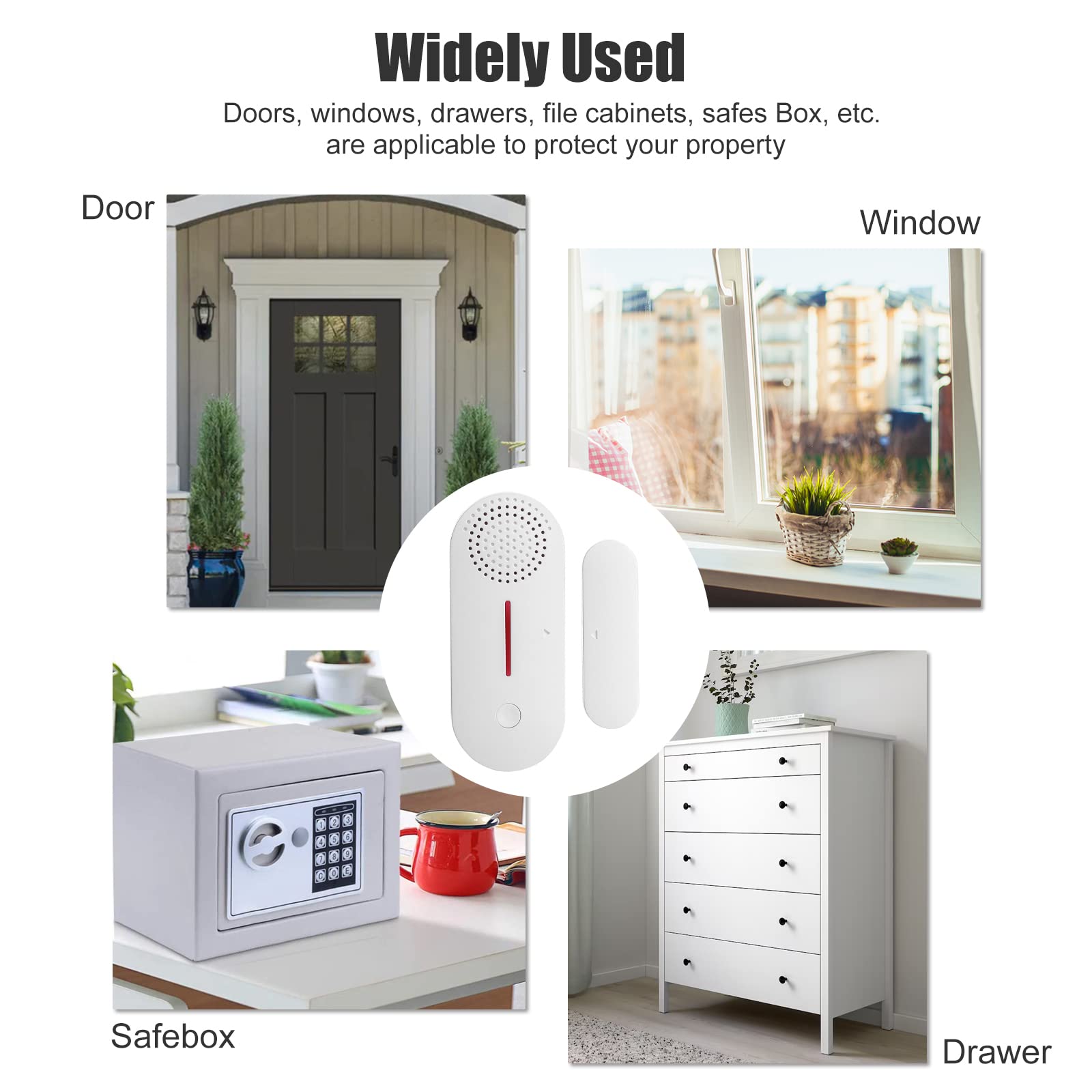 SEHOMY WiFi Door Open Sensor Alarm 120 db Loud (Timed Arming and disarming), Smart Window Alarms for Home Security, App Control Realtime Burglar Alert Compatible with Alexa Google Assistant