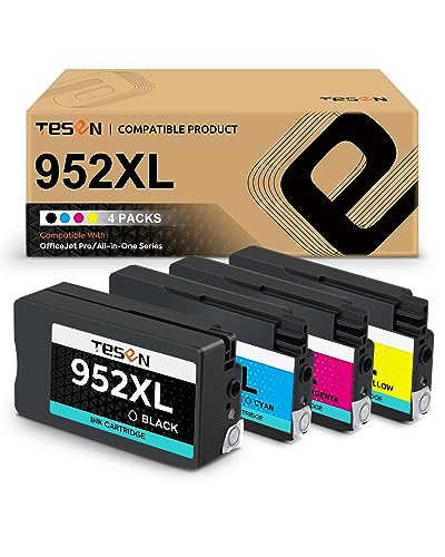 TESEN Remanufactured 952 XL Ink Cartridge Replacement for HP 952XL Ink for HP OfficeJet 7720 7730 7740 8210 8700 8715 8720 8730 Printer 4-Pack Color Set (Not Applicable for firmware Version 2224BR)