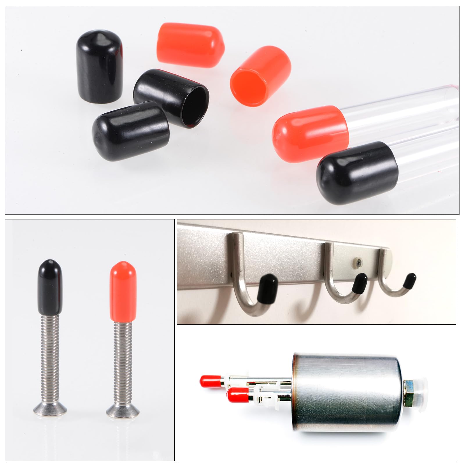 uxcell 90pcs Rubber End Caps 7.5mm ID Vinyl PVC Round Tube Bolt Cap Cover Screw Thread Protectors, Black Red Blue