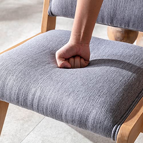 VESCASA Upholstered Dining Chairs with Wood Legs, Linen Mid-Century Modern Padded Dining Chairs with Cushion Back for Dining Room, Kitchen, Set of 2, Grey