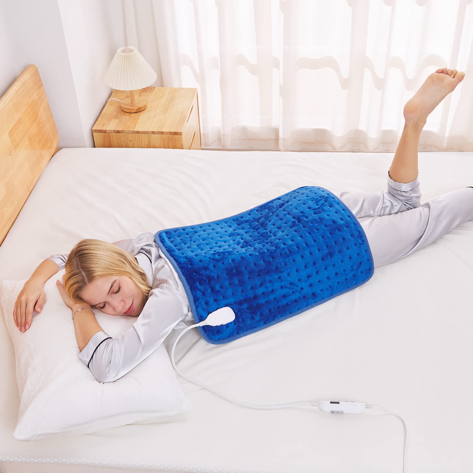 Heating Pad for Back Pain Relief, 20" x 24'' Electric Fast Heating Pads for Cramps, Neck, Shoulders, and Back with 6 Heat Settings, 10H Auto-Off, Machine Washable, Navy