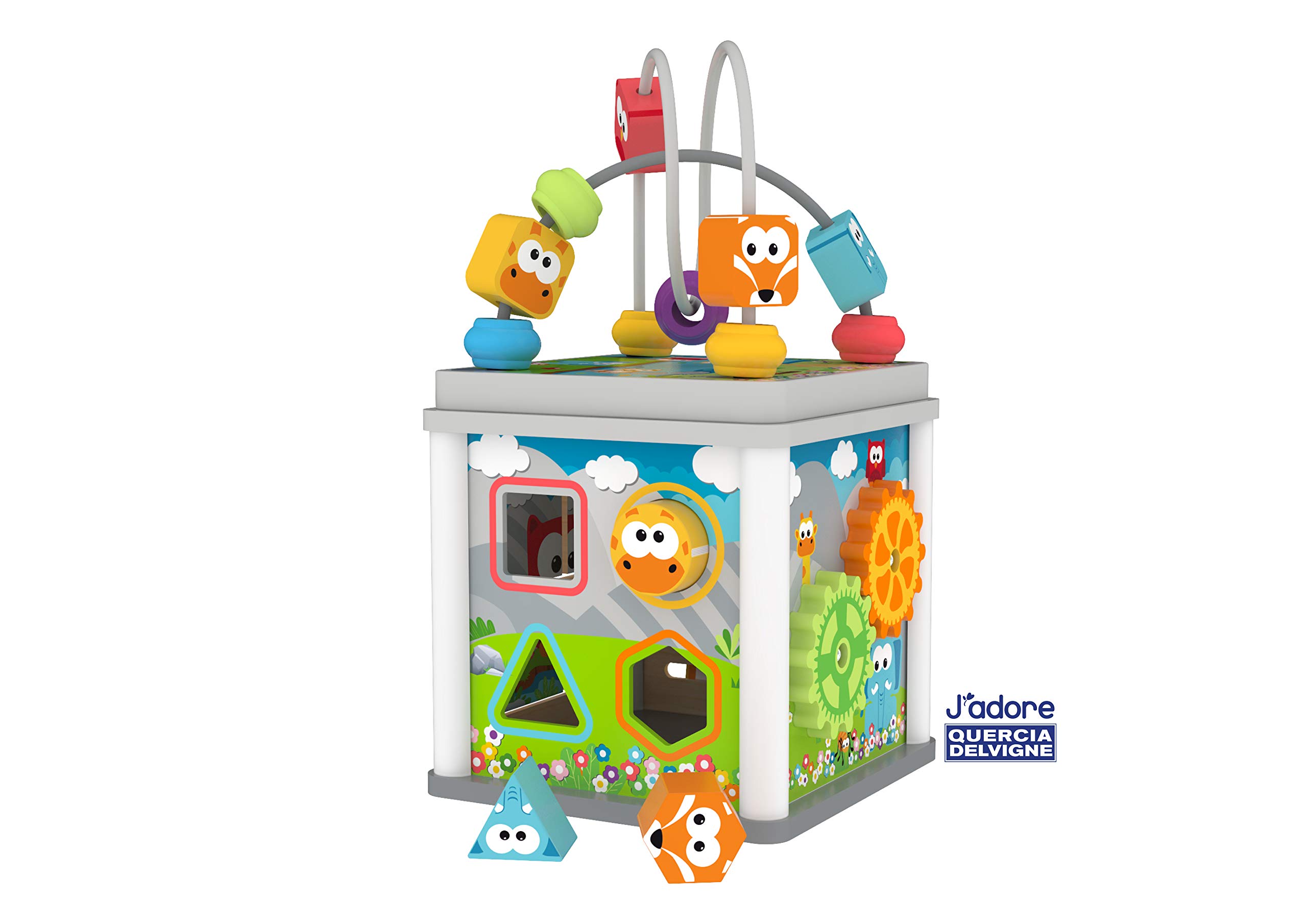 J'adore Wooden Zoo Animal Mini 5-in-1 Activity Cube Center