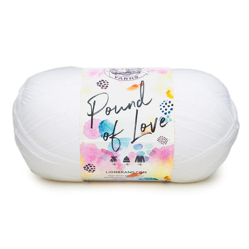 Lion Brand Yarn - Pound of Love - 3 Pack with Pattern Cards in Color (White)