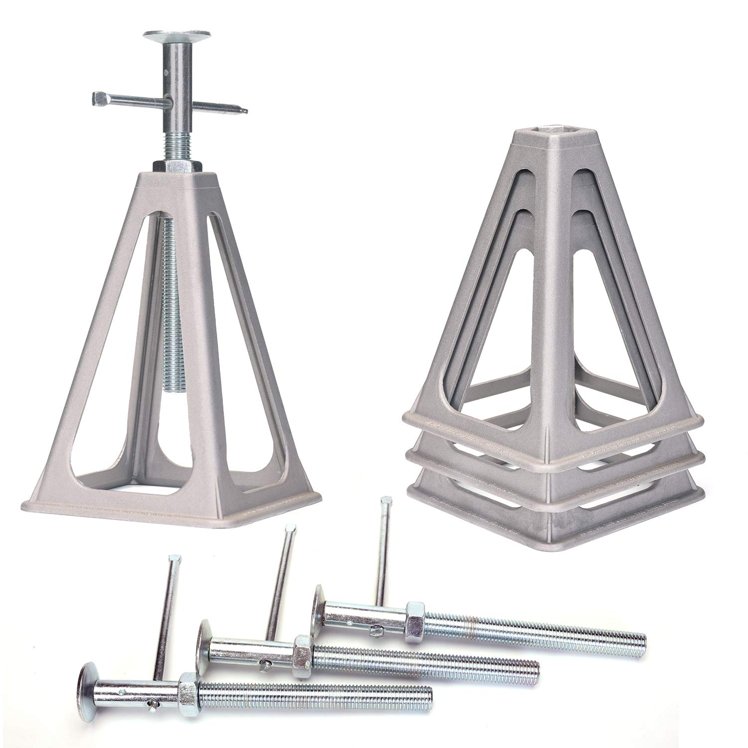 Homeon Wheels Aluminum Stabilizer Stack Jacks for RV,Travel Trailers, Pop-Up Camper, Cars or Boats,Can Support Up to 7936 lbs, Extends 17"- (4 Pack)