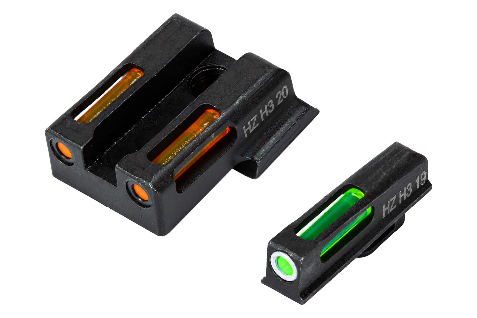 HiViz® Litewave H3 Sight Tritium LitePipe Day/Night for S&W EZ380, Green/Orange litepipes w/White Front Ring, One Size, Model: EZN421