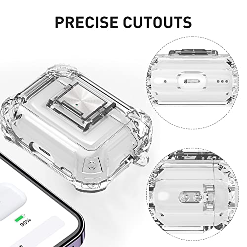 Valkit Compatible Airpods Pro 2 Case 2023/2022 Clear with Lock, Soft TPU AirPod Pro 2nd/1st Generation Case Shockproof Protective Cover with Lanyard & Keychain for Airpods Pro 2nd/1st Gen