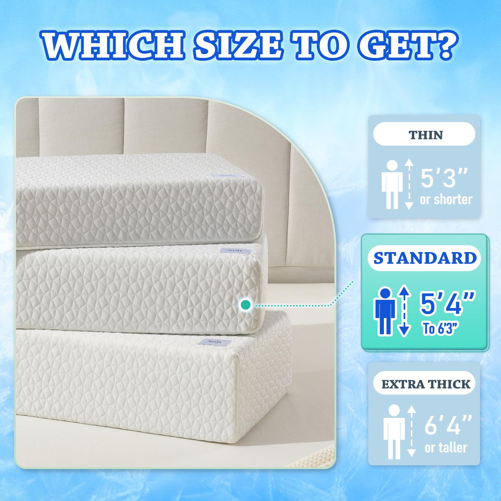 HARBOREST Ice Cube Cooling Pillow for Side Sleepers Memory Foam Side Sleeper Pillow Support Head & Neck for Pain Relief,12"x24"x5"