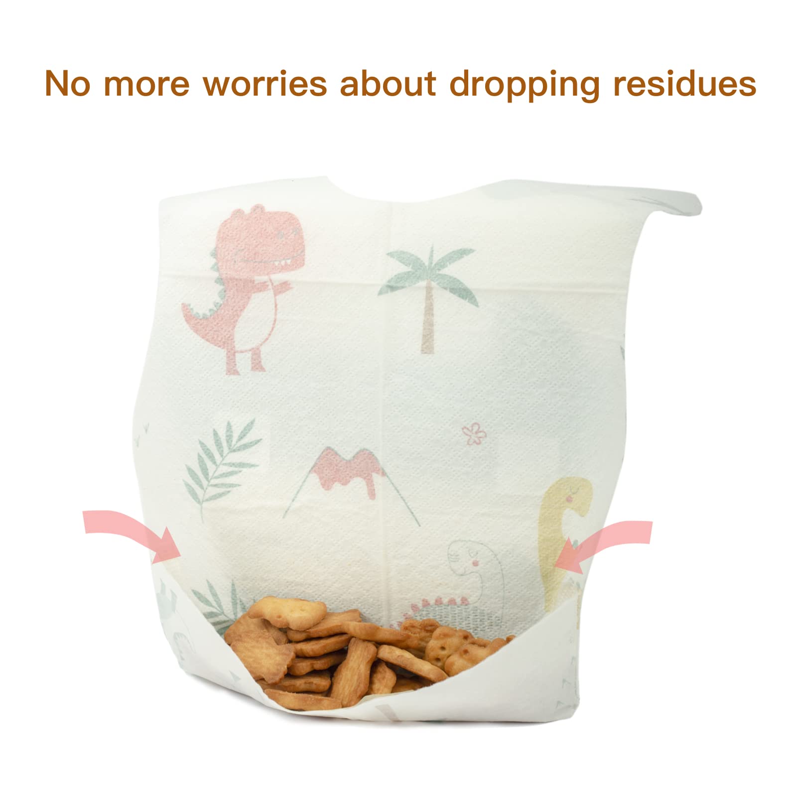 seilmost Baby Large Disposable Bibs - Toddler Travel Bibs with Individual Package - Big Pocket Leakproof bibs for Feeding (Dinosaurs,26PCS)