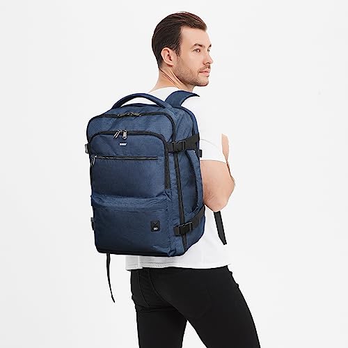 WANDF Travel Backpack For Spirit Airlines Personal Item Bag 18x14x8 with Wet Pocket, 17 Inch Laptop Backpack for Men Women(Navy Blue)