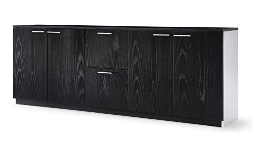 Zuri Furniture Reagan Modern Polished Cabinet Credenza - Black