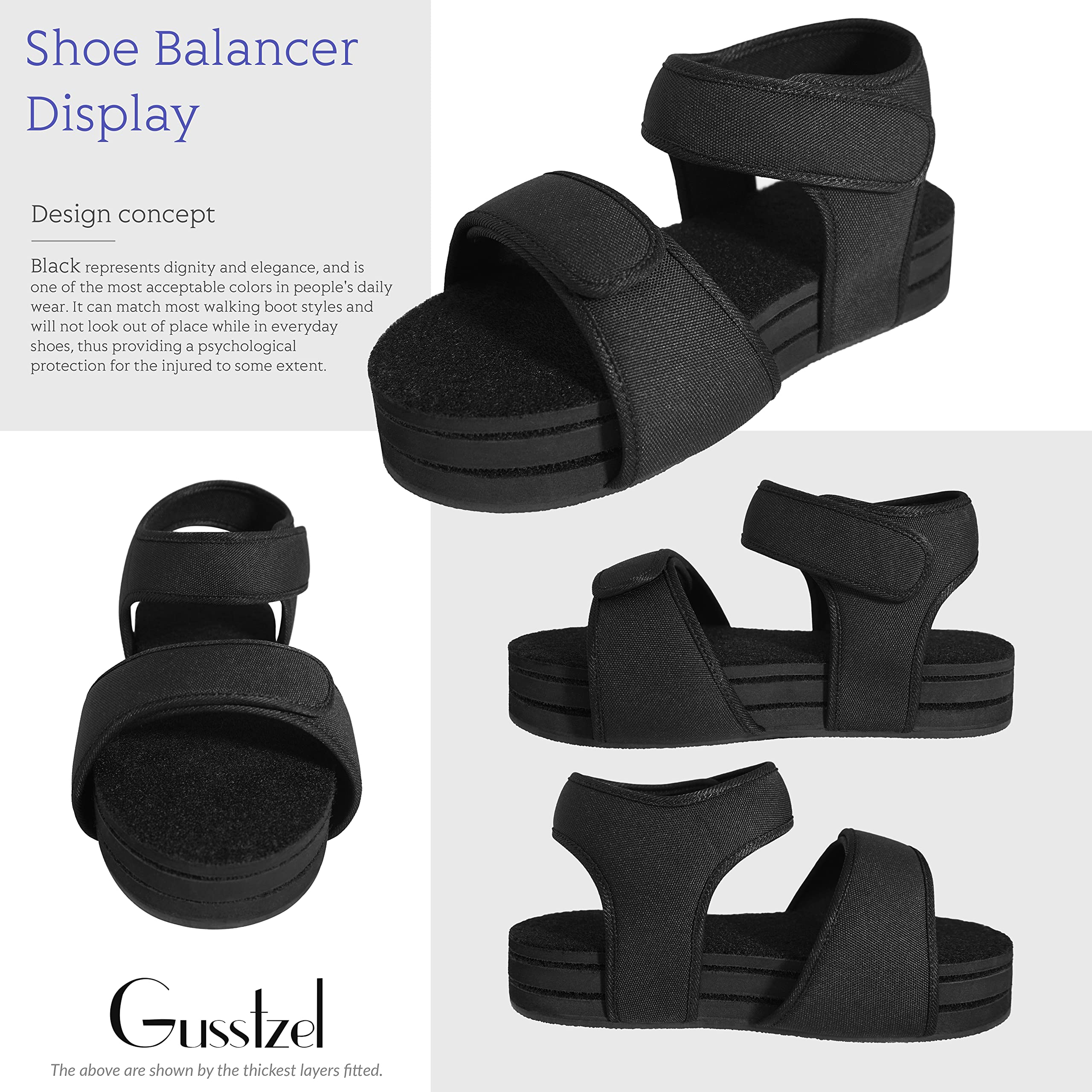 GUSSTZEL Professional Shoe Lift for Uneven Legs, Shoe balancer, Shoe Leveler for Walking Boot, Even Up for Men & Women, Women 6-7.5, Men 5.5-7.5