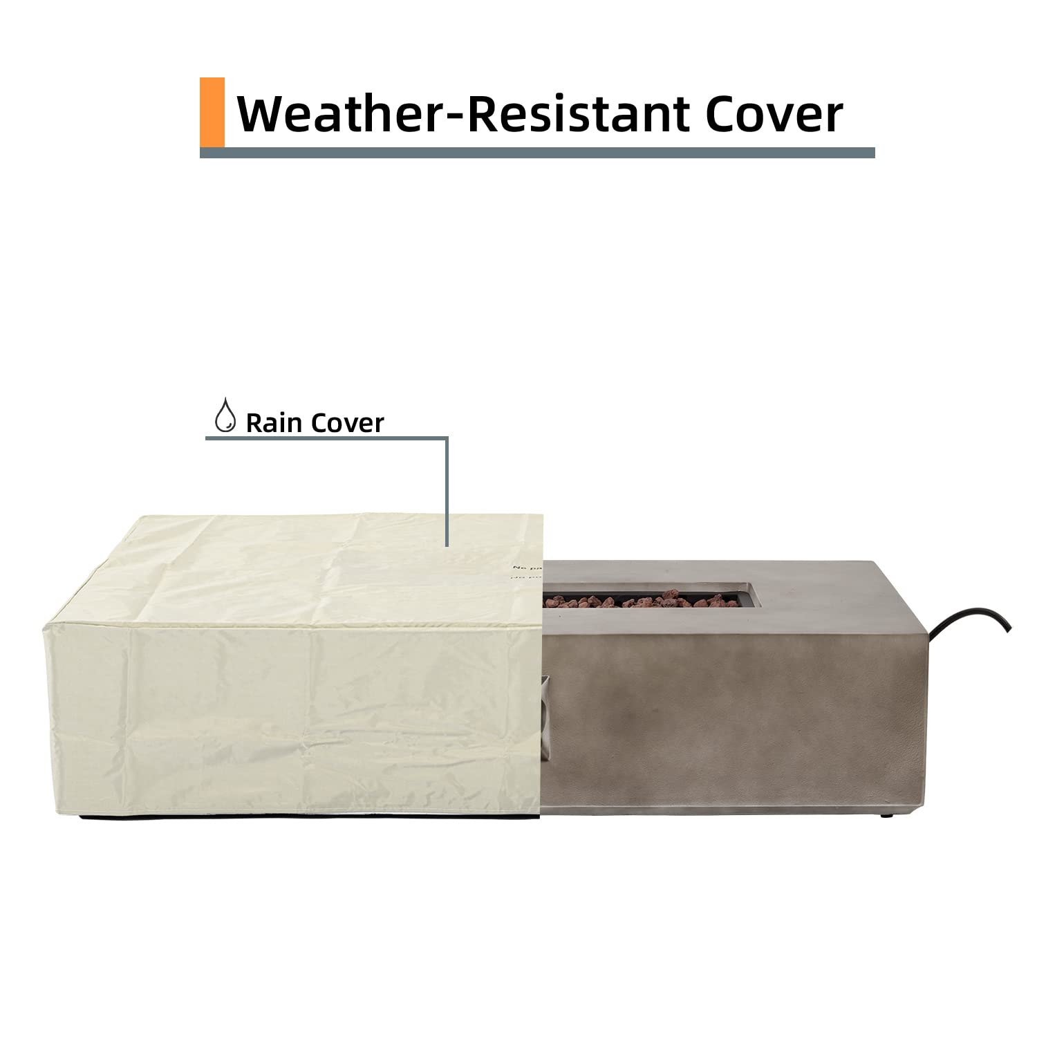 HOMPUS Outdoor Rectangular Propane Fire Pit Table, 56''x28ββx13'' Fire Table, 50000 BTU Fire Pit w Free Waterproof Cover & Fire Stone for Patio, Garden, Grey