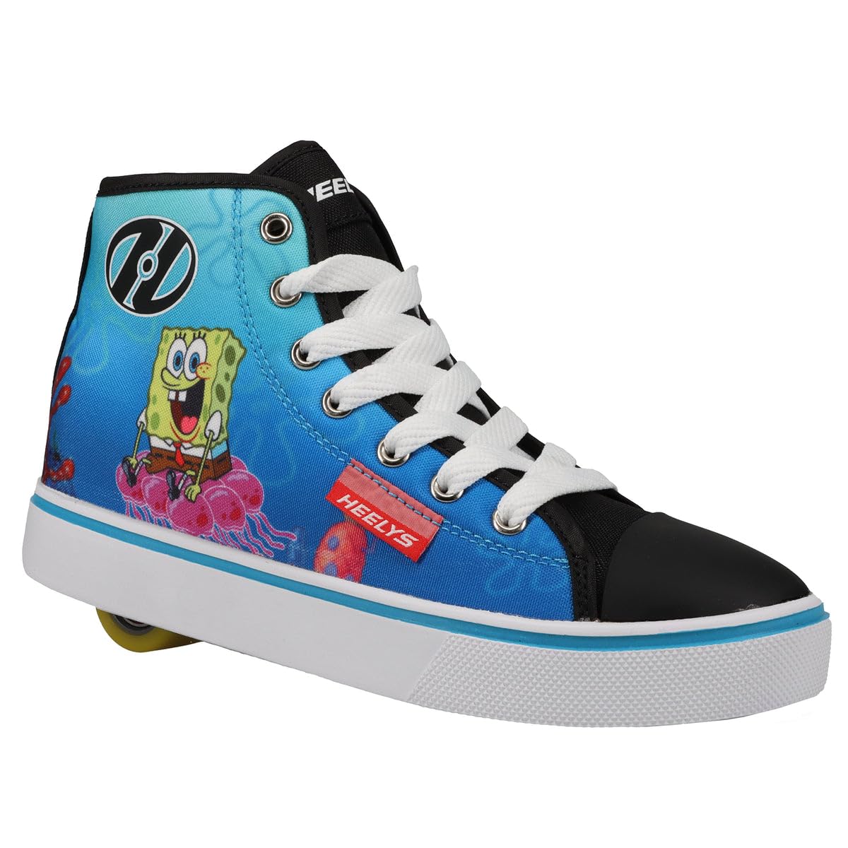 HEELYS Youth Kids Hustle Spongebob Wheels Skate Sneaker Shoes (Black/White/Multi, 2, numeric_2)