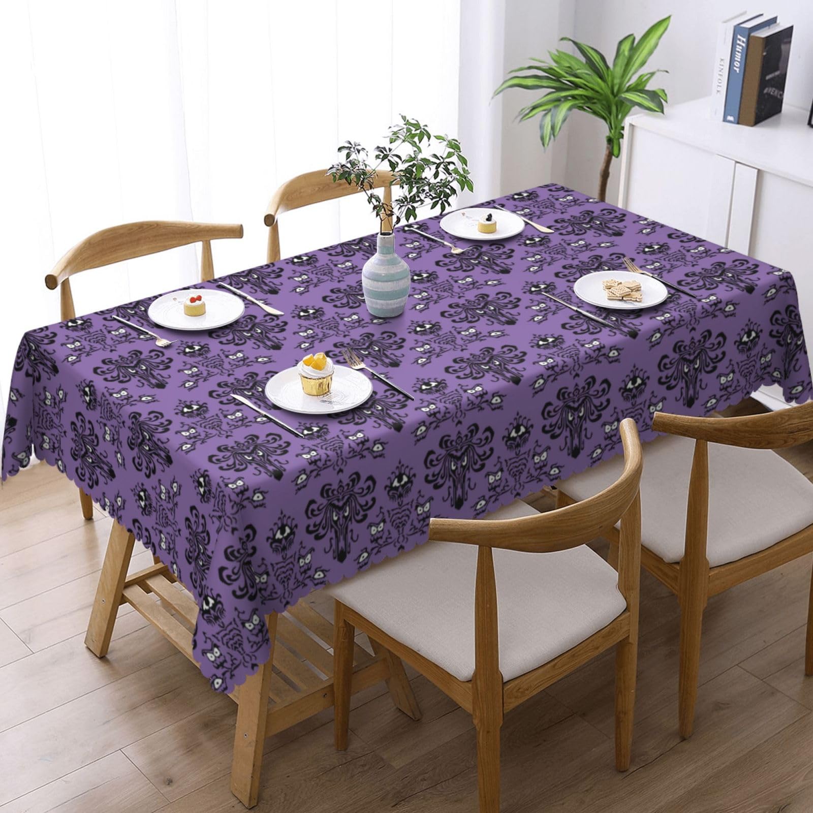 Haunted the Mansion Rectangle Tablecloth - 54 X 72 Inch - Water Resistant Spill Proof Washable Polyester Table Cloth Decorative Fabric Table Cover for Dining Table, Buffet Parties And Camping
