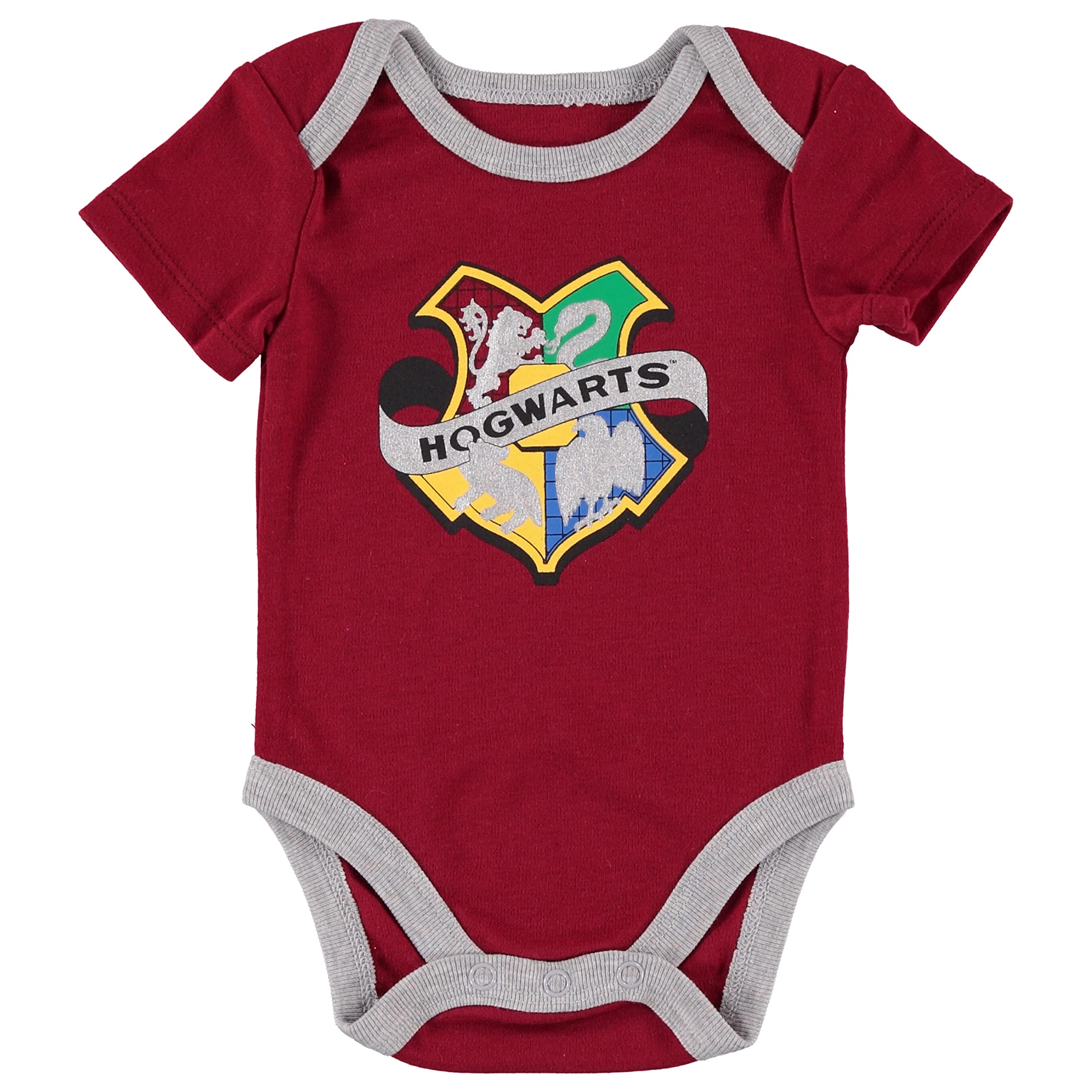 Harry Potter Baby Boys’ Short Sleeve Bodysuit Multipack Gift For Baby Girl or Boy Baby Clothes (Burgandy/Grey/White, 0-3 Months)