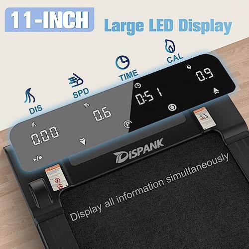 Under Desk Treadmill DISPANK 2 in 1 Walking Pad, Walking Treadmill for Home and Office, Small Treadmill Installation-Free with Remote Control and Large LED Dispaly for Jogging and Running