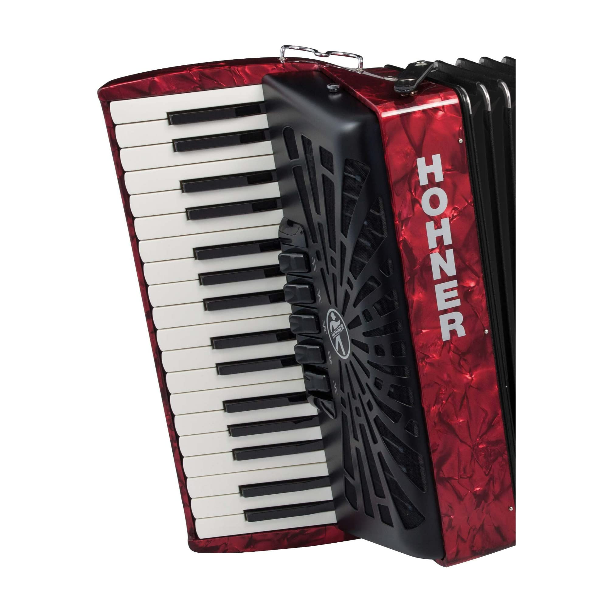 Hohner Bravo III 96 Chromatic Piano Key Accordion - Pearl Red