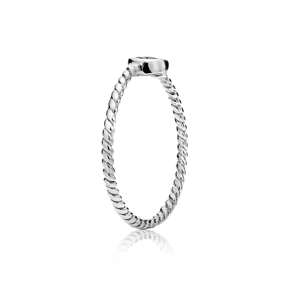Hoops & Loops Sterling Silver Dainty Peace Sign Thin Twist Band Ring, Size 7