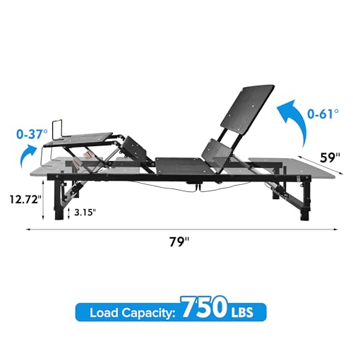 HAUSHECK Queen Size Adjustable Bed Base with Zero Gravity, Head and Foot Incline, Wireless Remote, Quiet Motors, 750lbs Weight Capacity, Ergonomic Bed Frame for Anti-Snore, Stress Management
