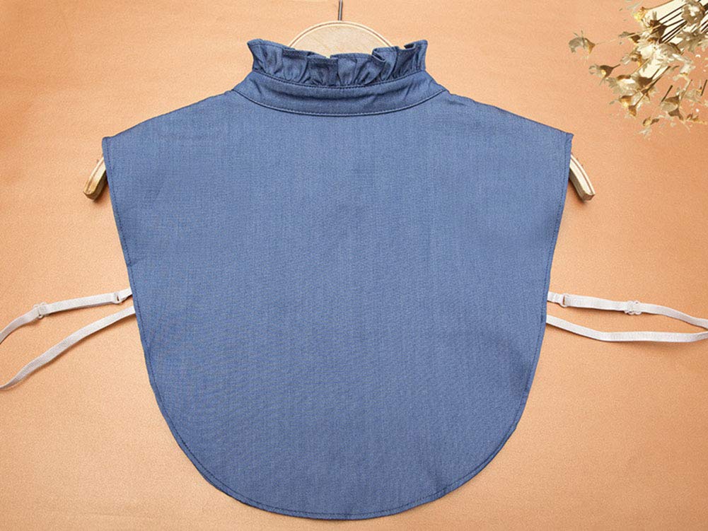 HALITOSS Women's Lovely Denim Fake Collar Dickey Half Shirt Decorative Collar Blue