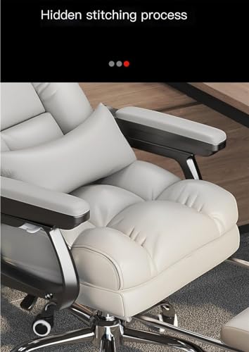 Home Office Desk Chairs, Swivel Chair Leather Comfortable Latex Cushion Ergonomic Business Computer Office Gaming Lift Swivel Chair (Color : White)