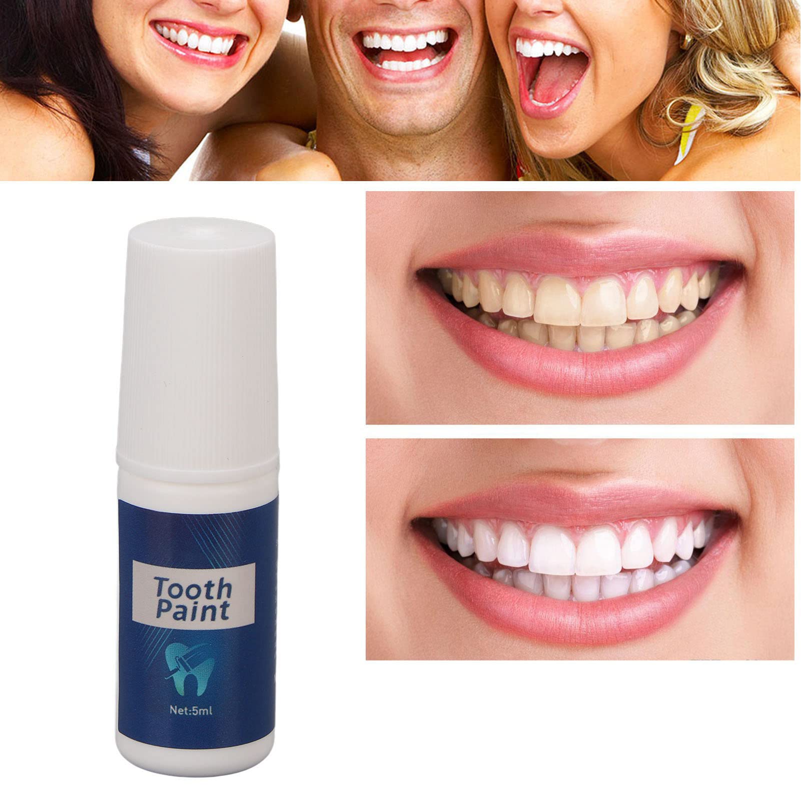 Tooth Paint, 5ml Instant Teeth Whitening Paint, Professional Teeth Whitening Sensitive Teeth Whitener, Gentle White Paint for Teeth, Remove Stains, Tooth Polish Uptight White