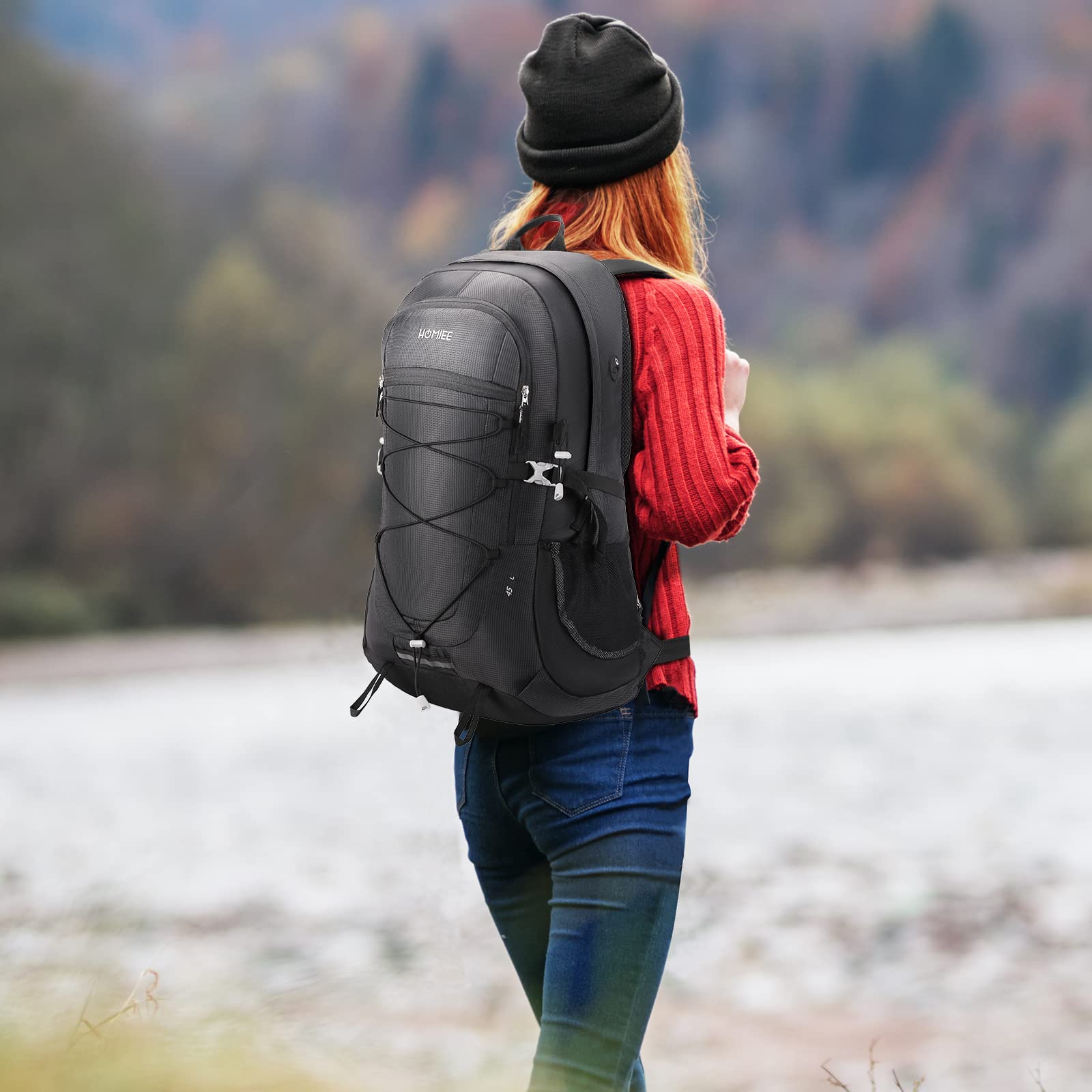 HOMIEE 45L Hiking Backpack Lightweight Travel Backpack Outdoor Camping Daypack for Men Women