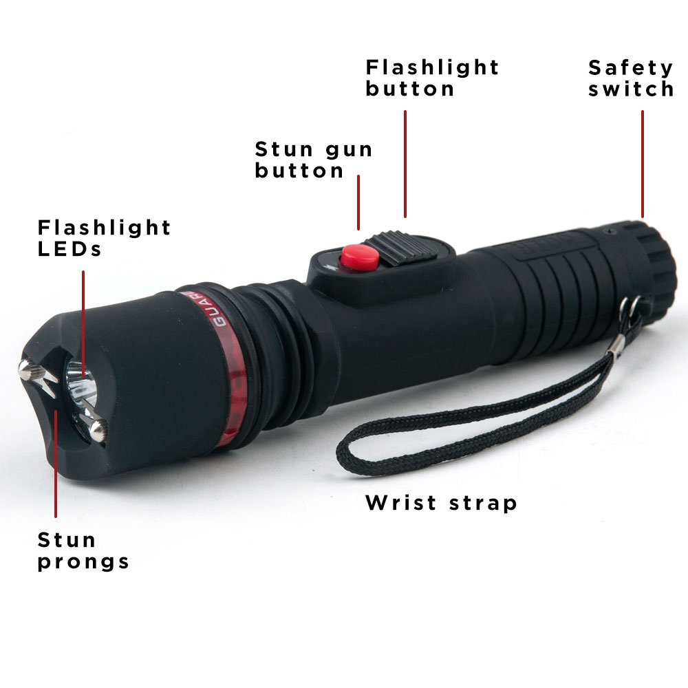 Guard Dog SG-GDI6000BK Inferno Dual Spark Stun Gun Flashlight, MAX Volts, Ultra Bright LED Bulb, Rechargeable