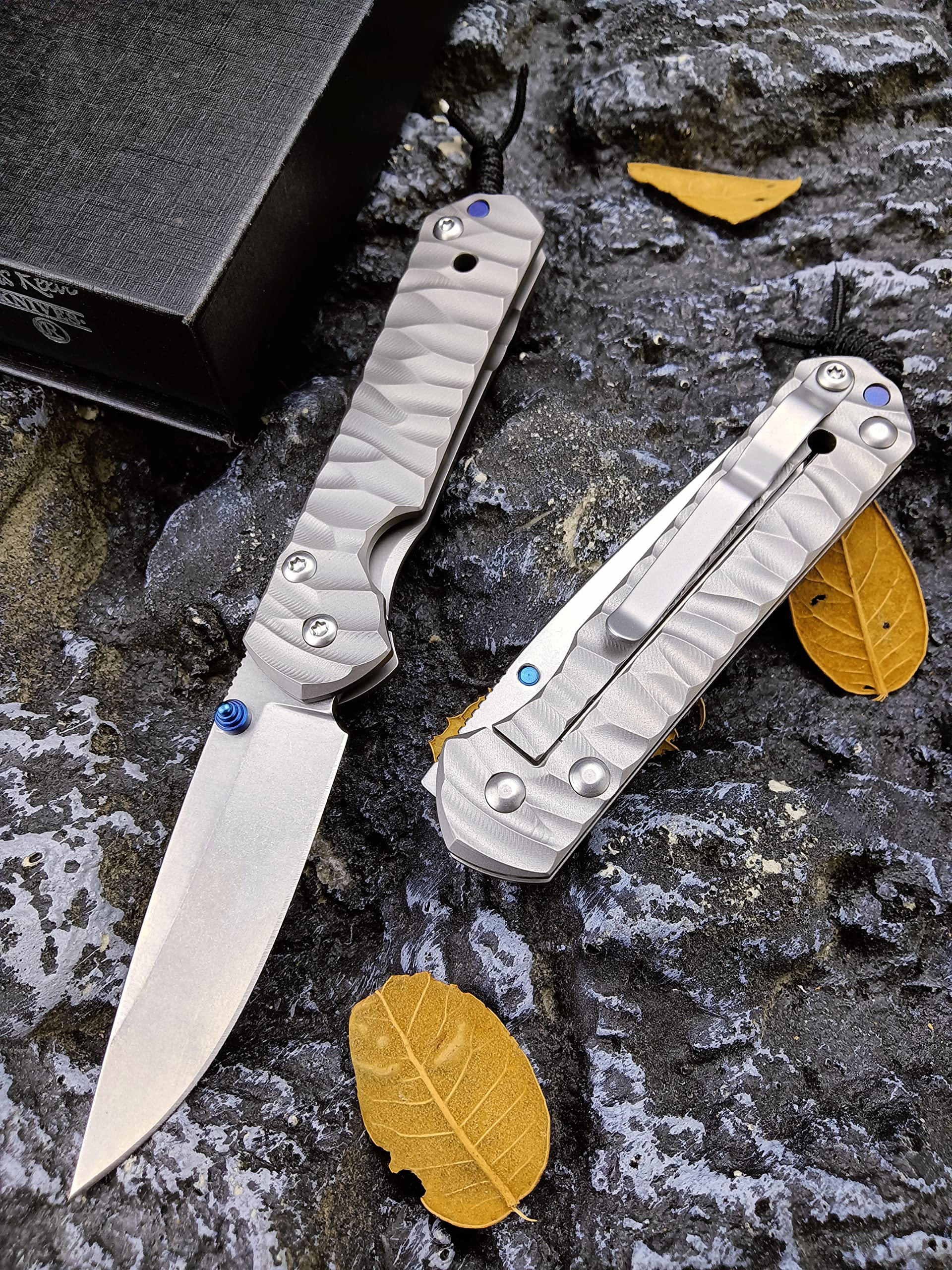 Small Sebenza 21 ECD Folding Pocket Knife D2 Stonewashed Drop Point Blade TC4 Titanium Wave Handles Everyday Carry Knife for Men Women Lightweight for Indoor Outdoor Gift
