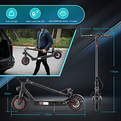 iScooter MAX Electric Scooter - 500W Motor, 22 Miles Range, Up to 21 MPH Top Speed, 10" Solid Tires, Dual Suspensions, UL Certified Folding Electric Scooter for Adults