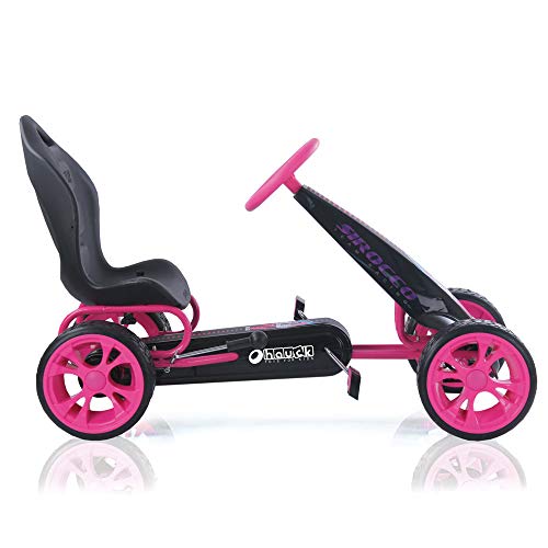 Hauck Sirocco - Racing Go Kart | Pedal Car | Low profile rubber tires | Pedal power auto-clutch free-ride | Adjustable seat - Pink, Large