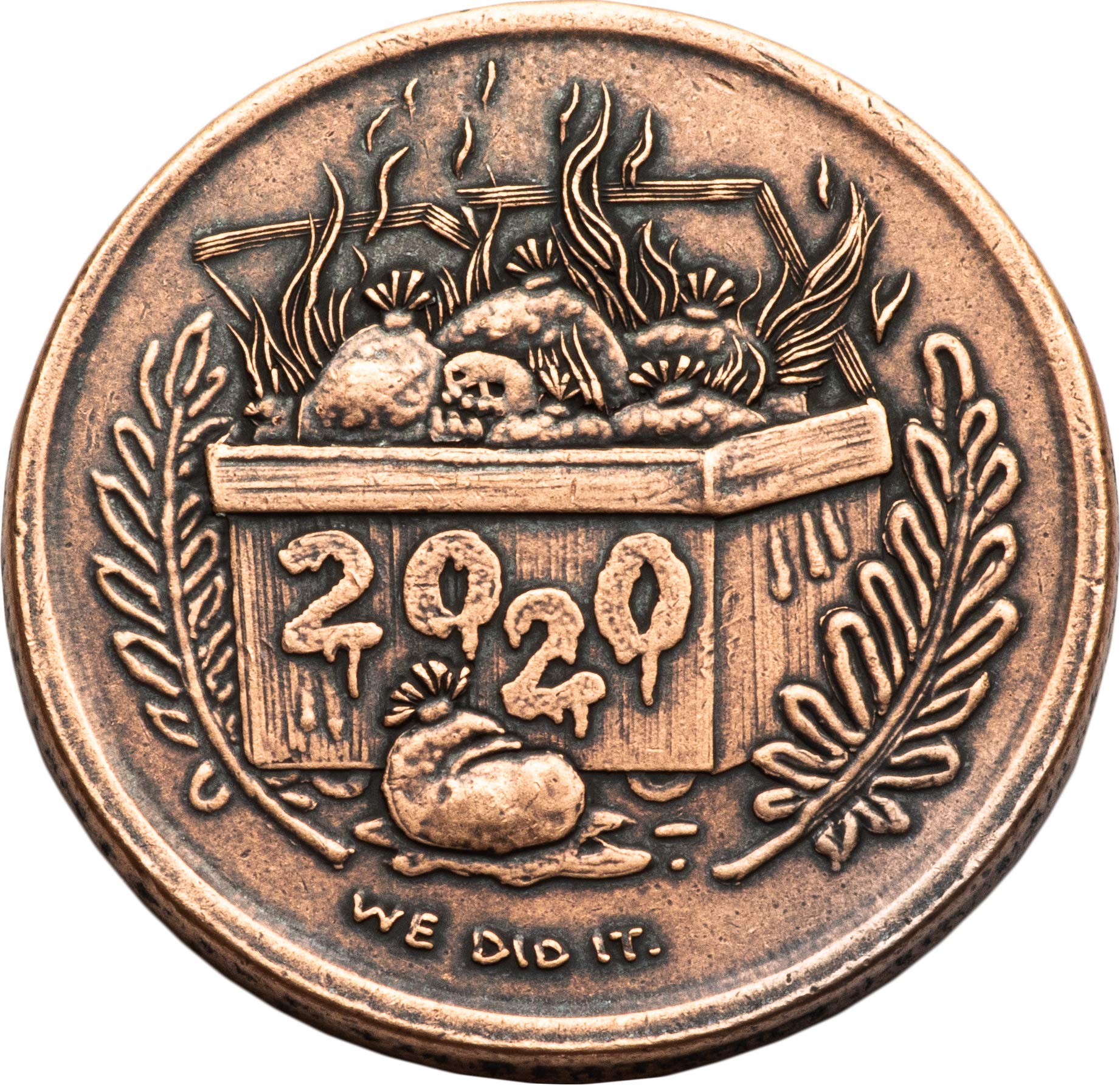 I Survived 2020 Copper Coin - Dumpster Fire Reminder Token